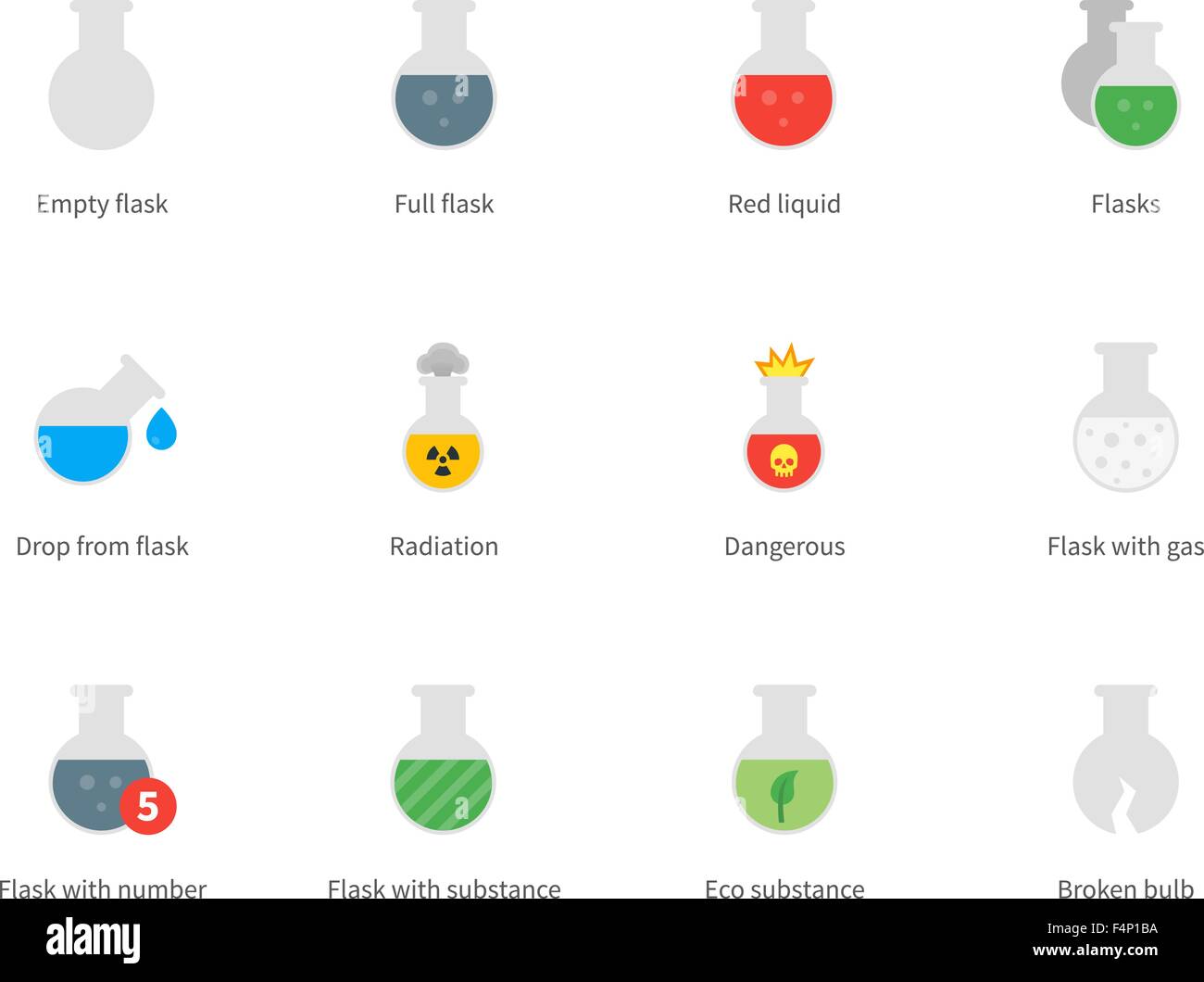 Flacon and flask color icons on white background Stock Vector Image ...