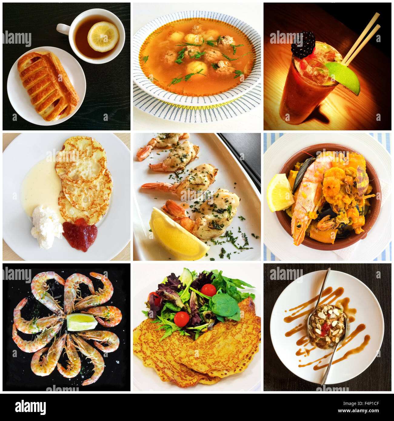 Cuisine of different countries. Food and drink, collage of nine photos ...