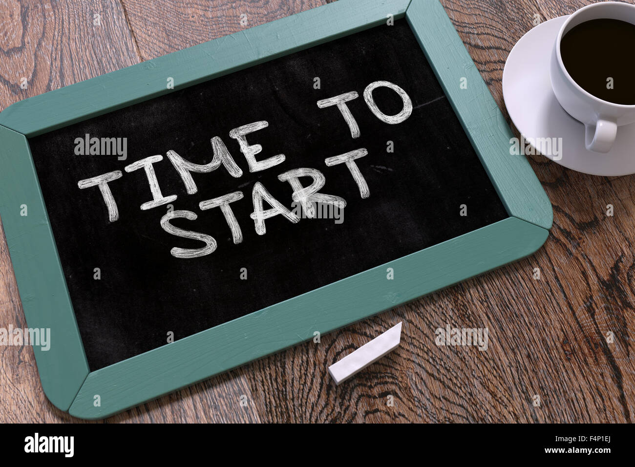 Time to Start - Blue Chalkboard with Hand Drawn Motivational Quote and ...