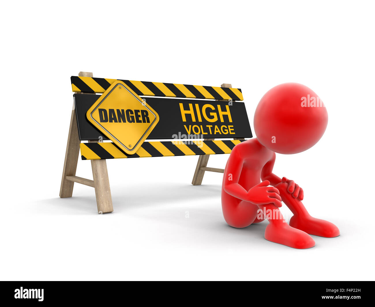 High voltage sign and man. Image with clipping path Stock Photo - Alamy