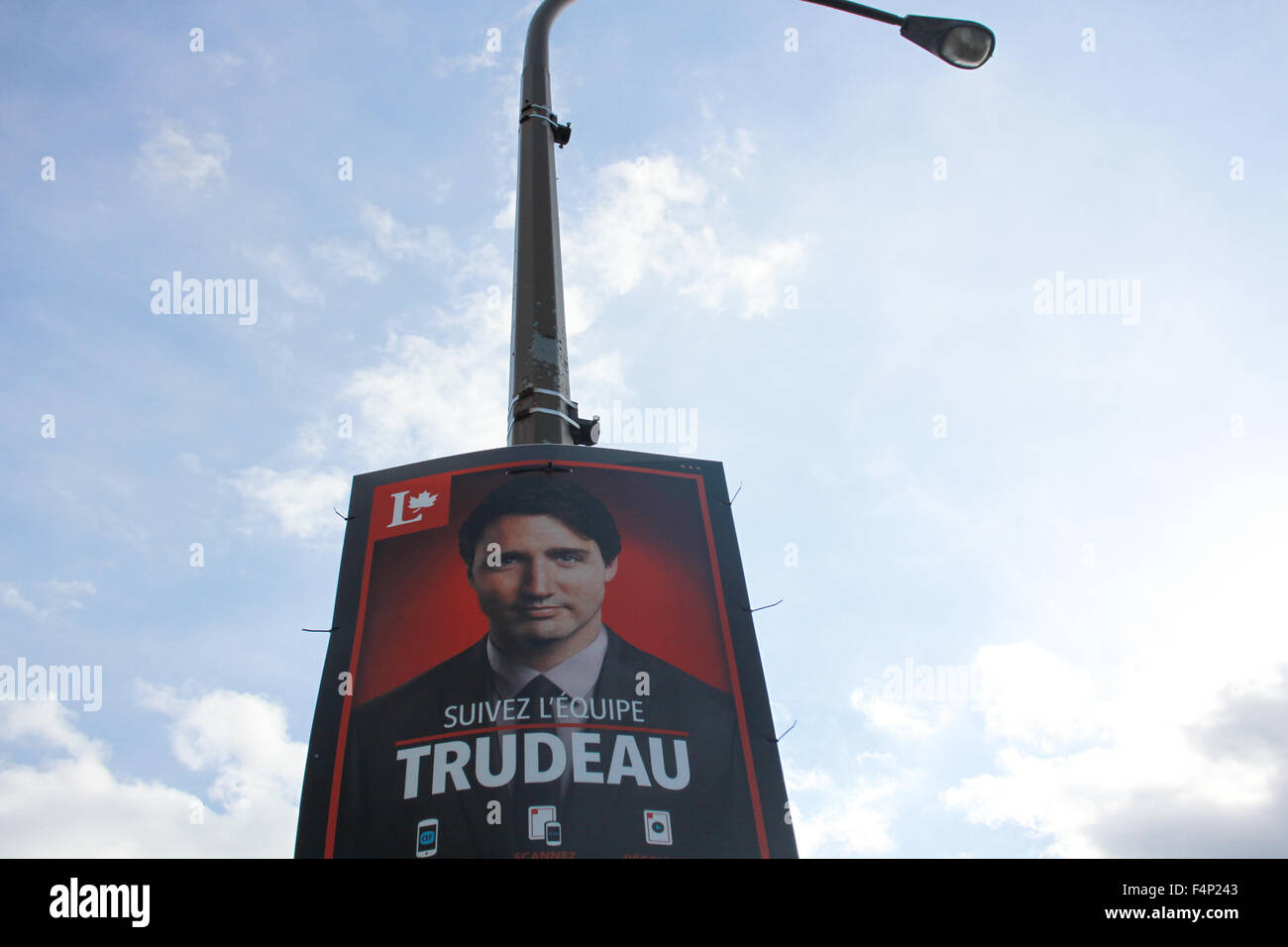Canadian Prime Minister Justin Trudeau's campaign posters in Montreal ...