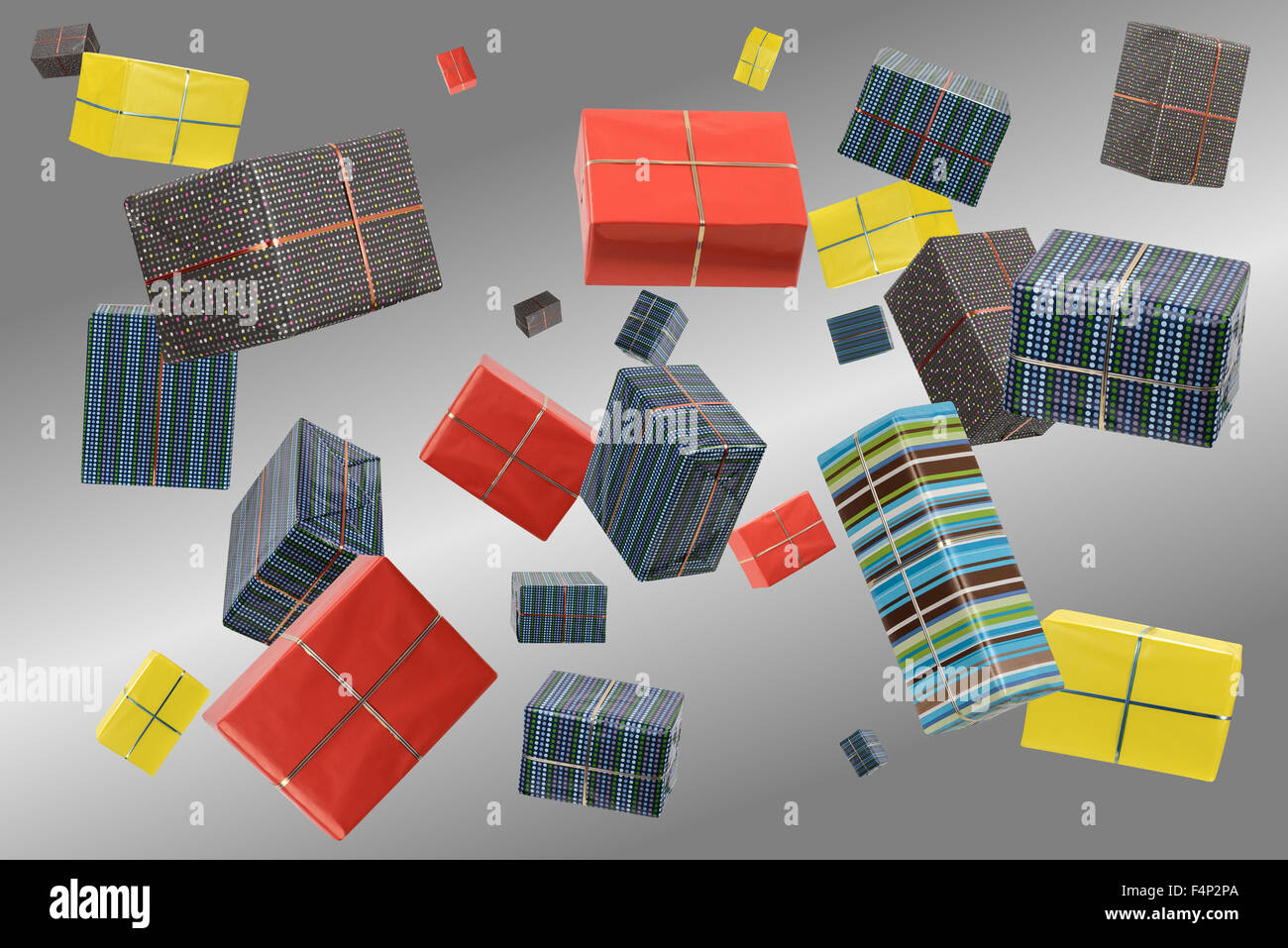 Bunch of falling gifts and presents Stock Photo - Alamy