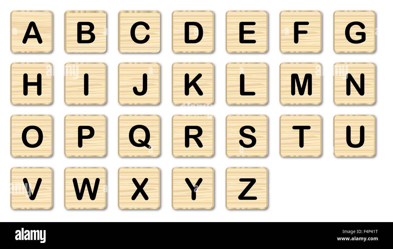 The complete set of letters in the alphabet on wooden squares Stock ...