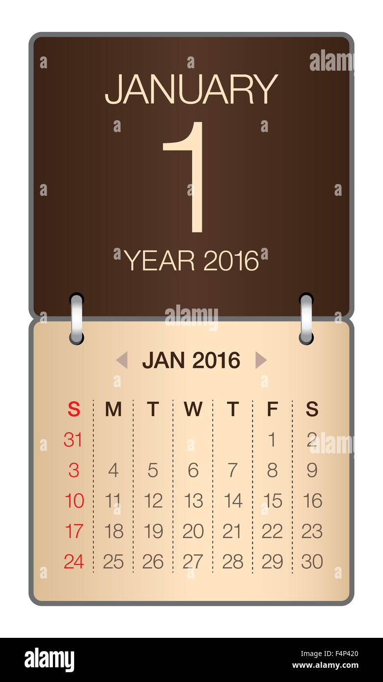 January 2016 calendar hi-res stock photography and images - Alamy