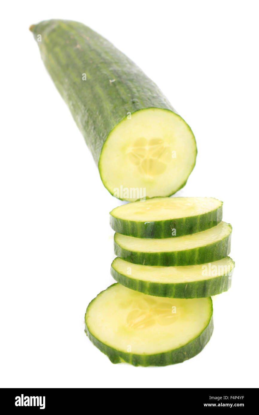 Fresh sliced cucumber on a white background Stock Photo - Alamy