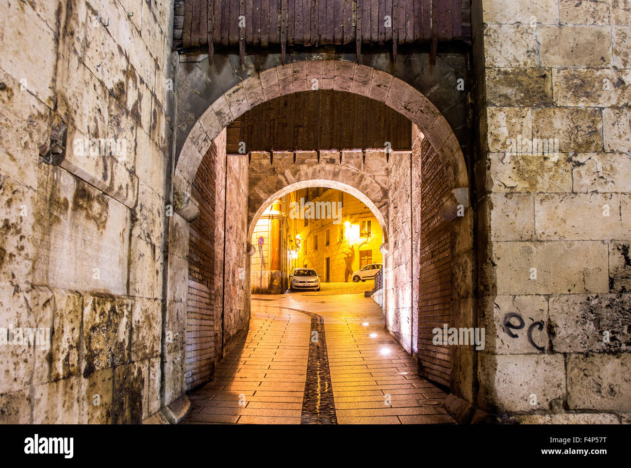 The Ancient Castle Portcullis Entrance Cagliari Sardinia Italy Stock ...