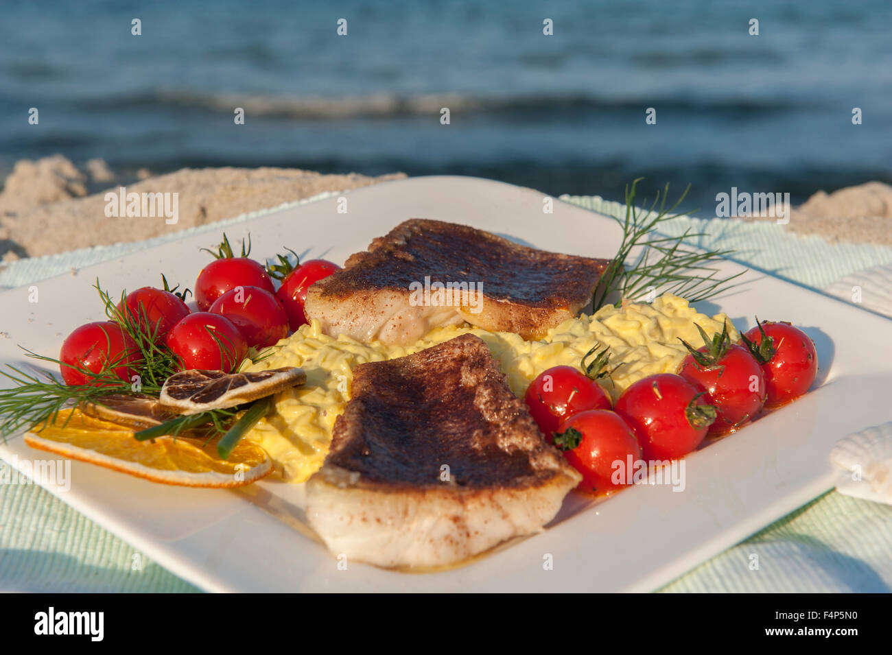 Pan-fried cod with cinnamon cocoa crust to be enjoyed at the beach of ...