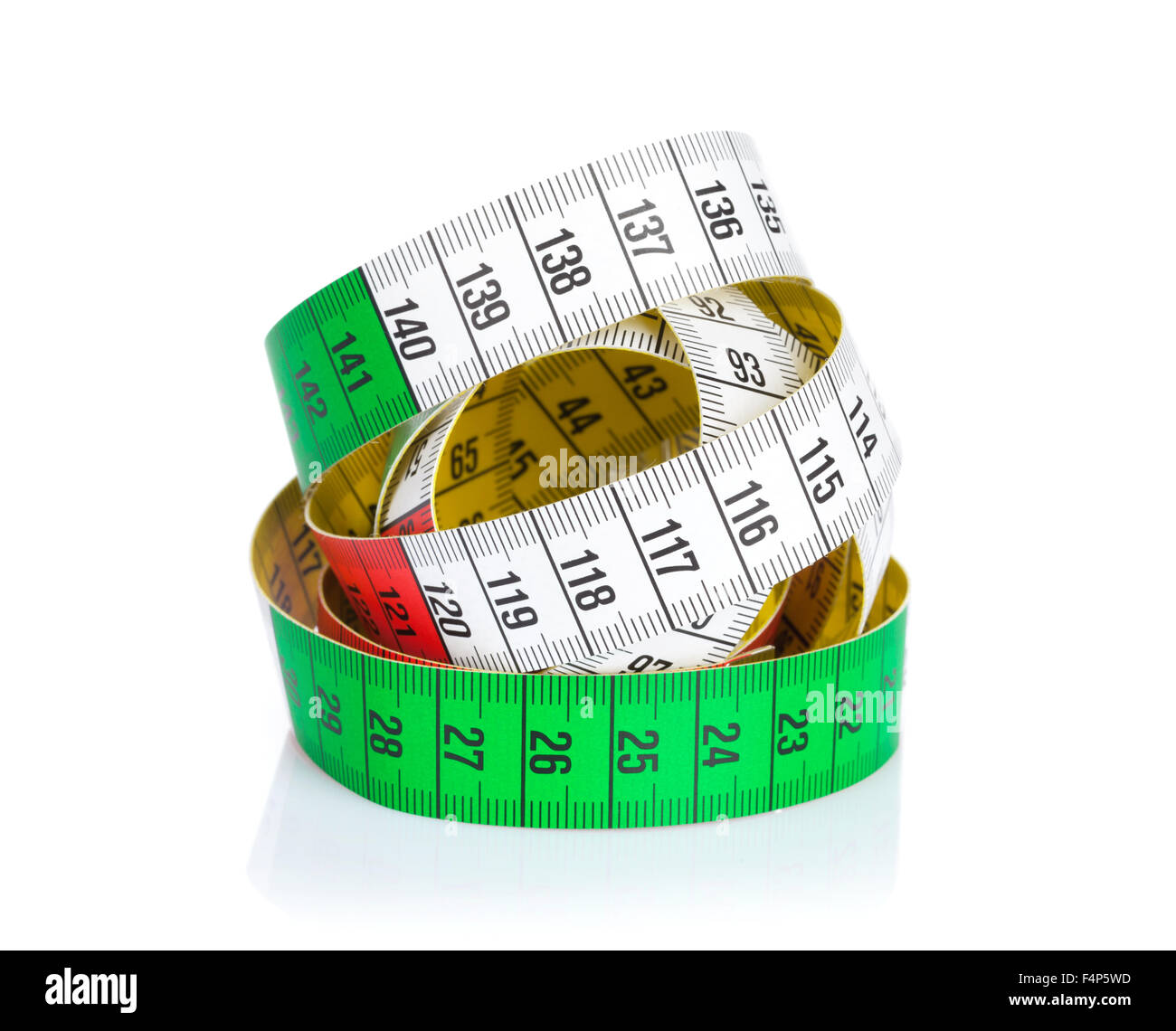 Colorful measure tape. Isolated on white background Stock Photo - Alamy