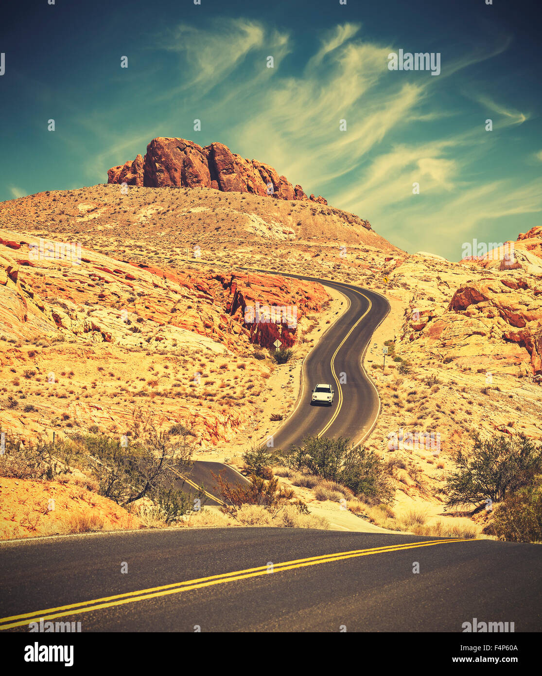 Retro vintage toned desert highway hi-res stock photography and images ...