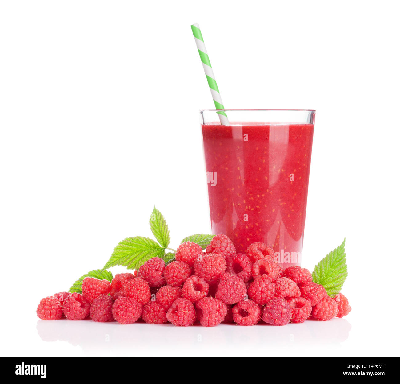 Raspberry smoothie and berries. Isolated on white background Stock ...
