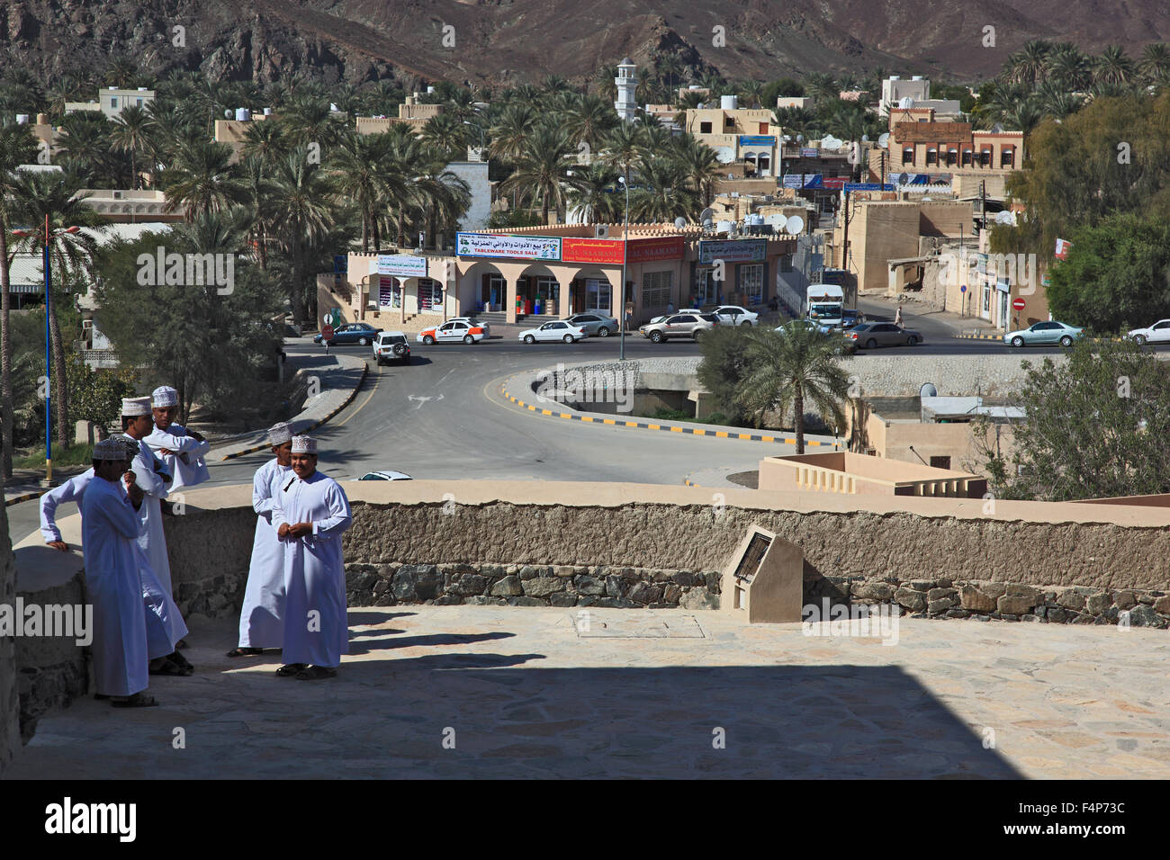 Town panorama of Bahl from the fort seen. The oasis town of Bahla is ...