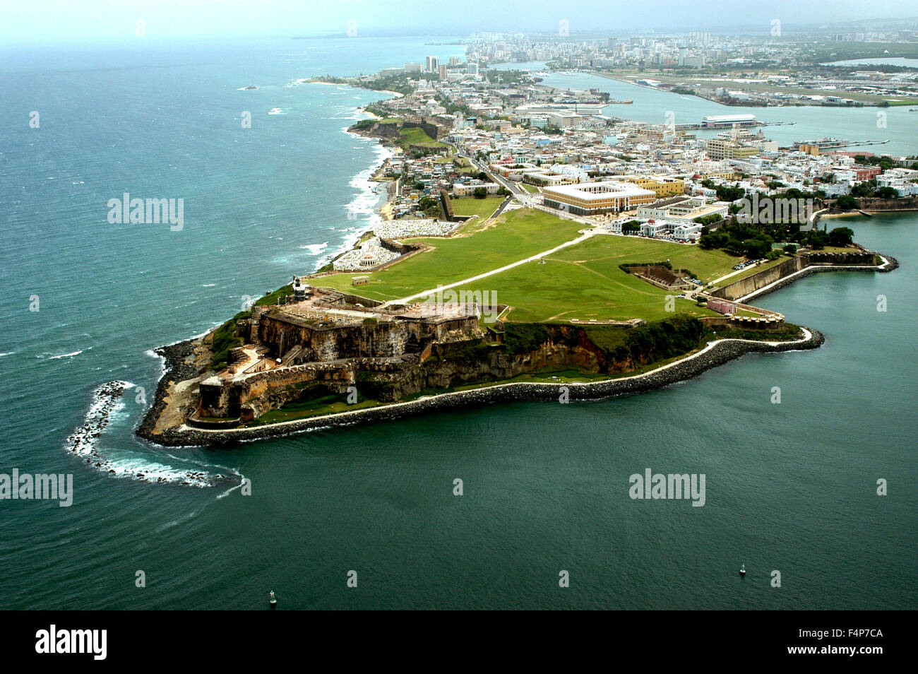 Aerial view of Castillo San Felipe del Morro in Old San Juan in Puerto ...