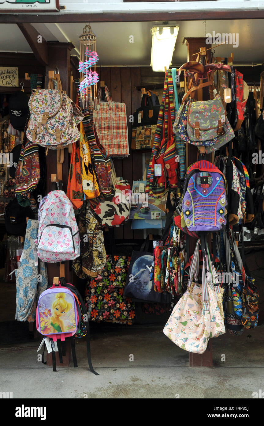 Handbags for sale in a shop in Looe, Cornwall Stock Photo - Alamy