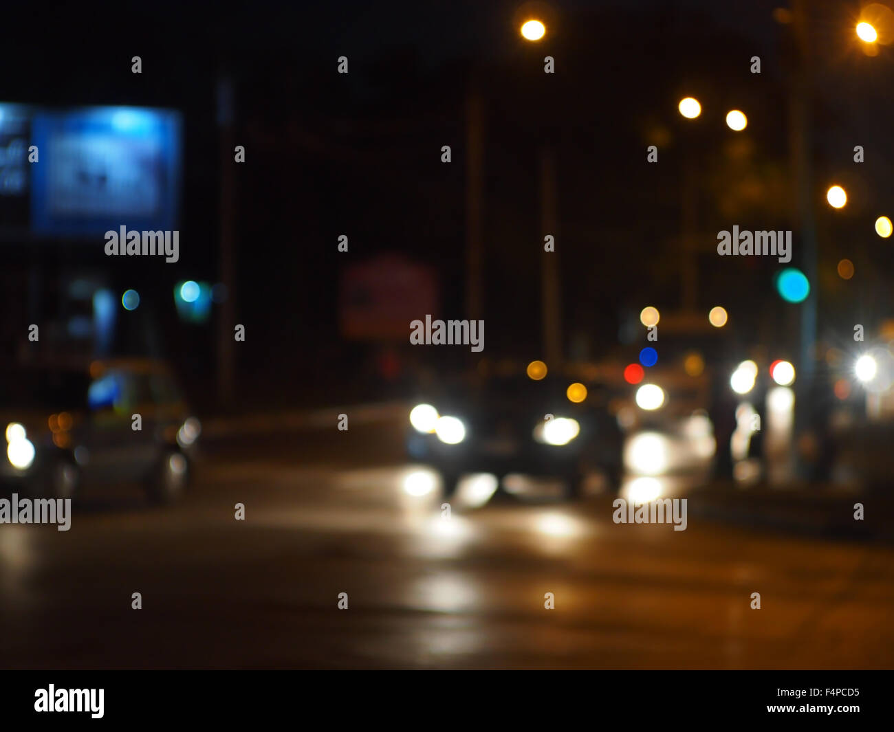 Headlights At Night On Road
