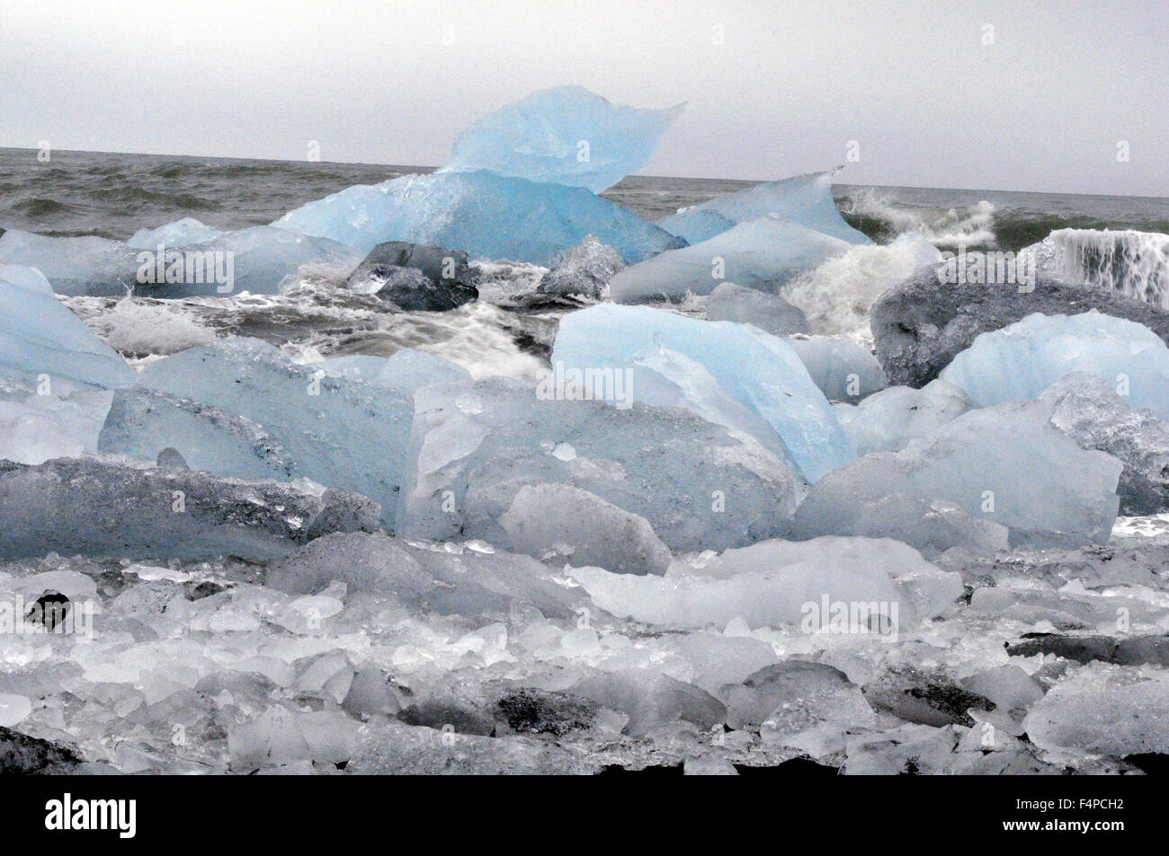 Iceland, Ice Beach, washed up ice on the beach Stock Photo - Alamy