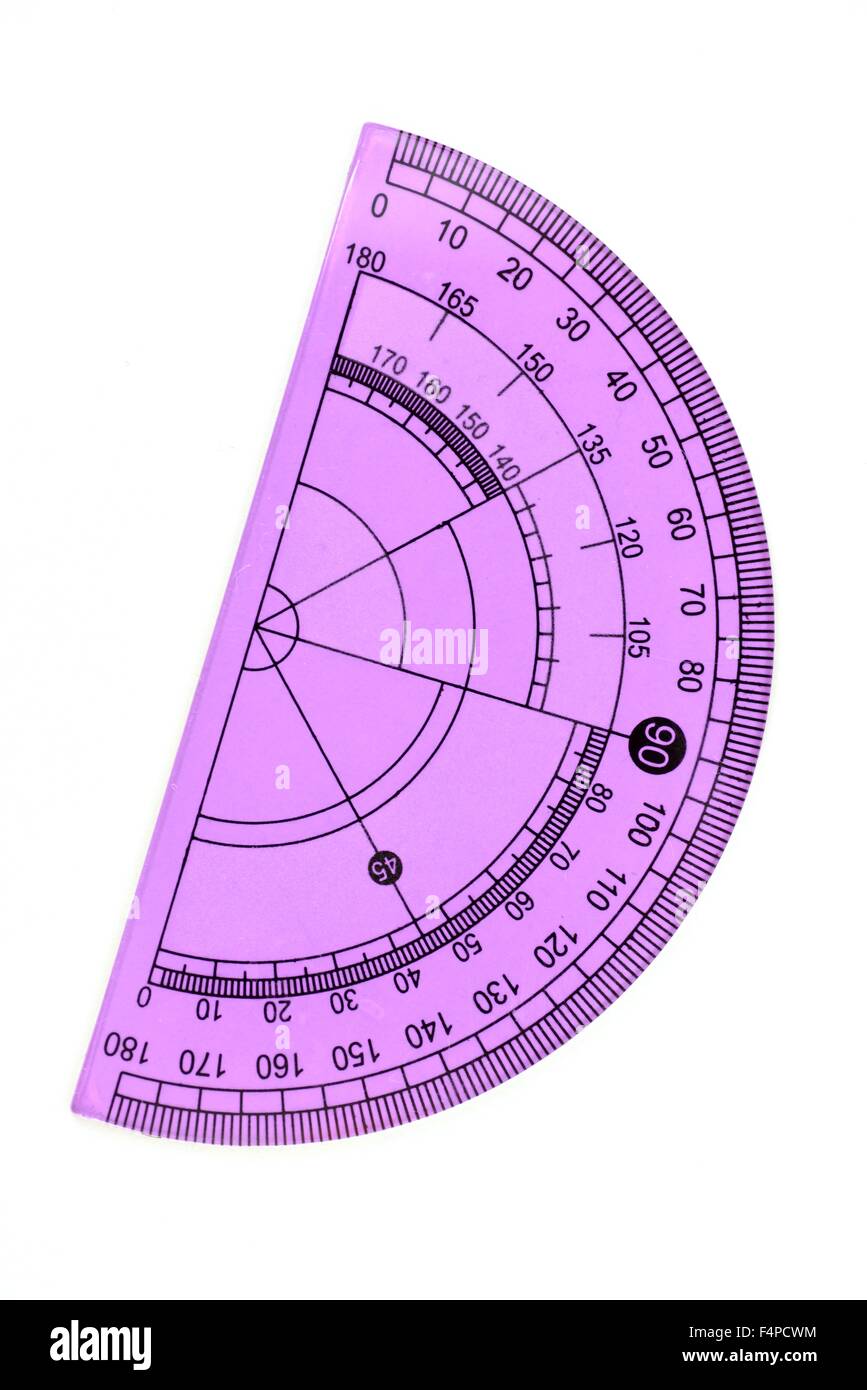 A close up photo of a geometry protractor Stock Photo - Alamy