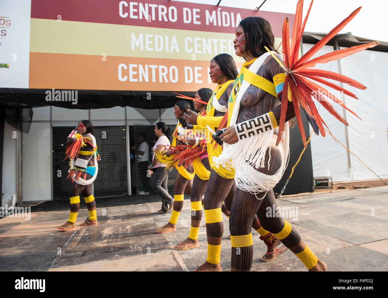 Palmas, Brazil. 20th Oct, 2015. Kayapo women from the remote village of ...