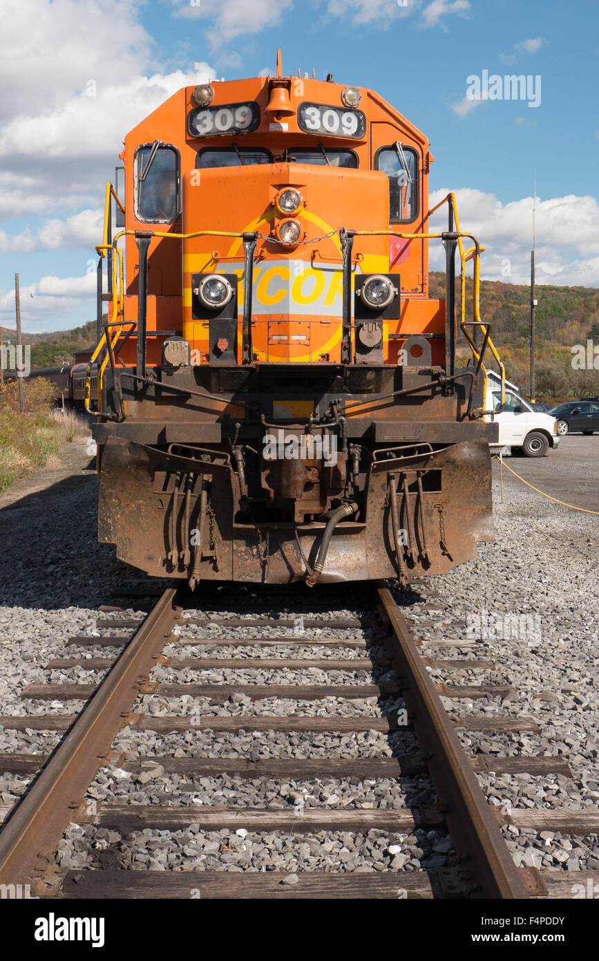 Diesel railroad engine, Tioga Central railroad Stock Photo - Alamy