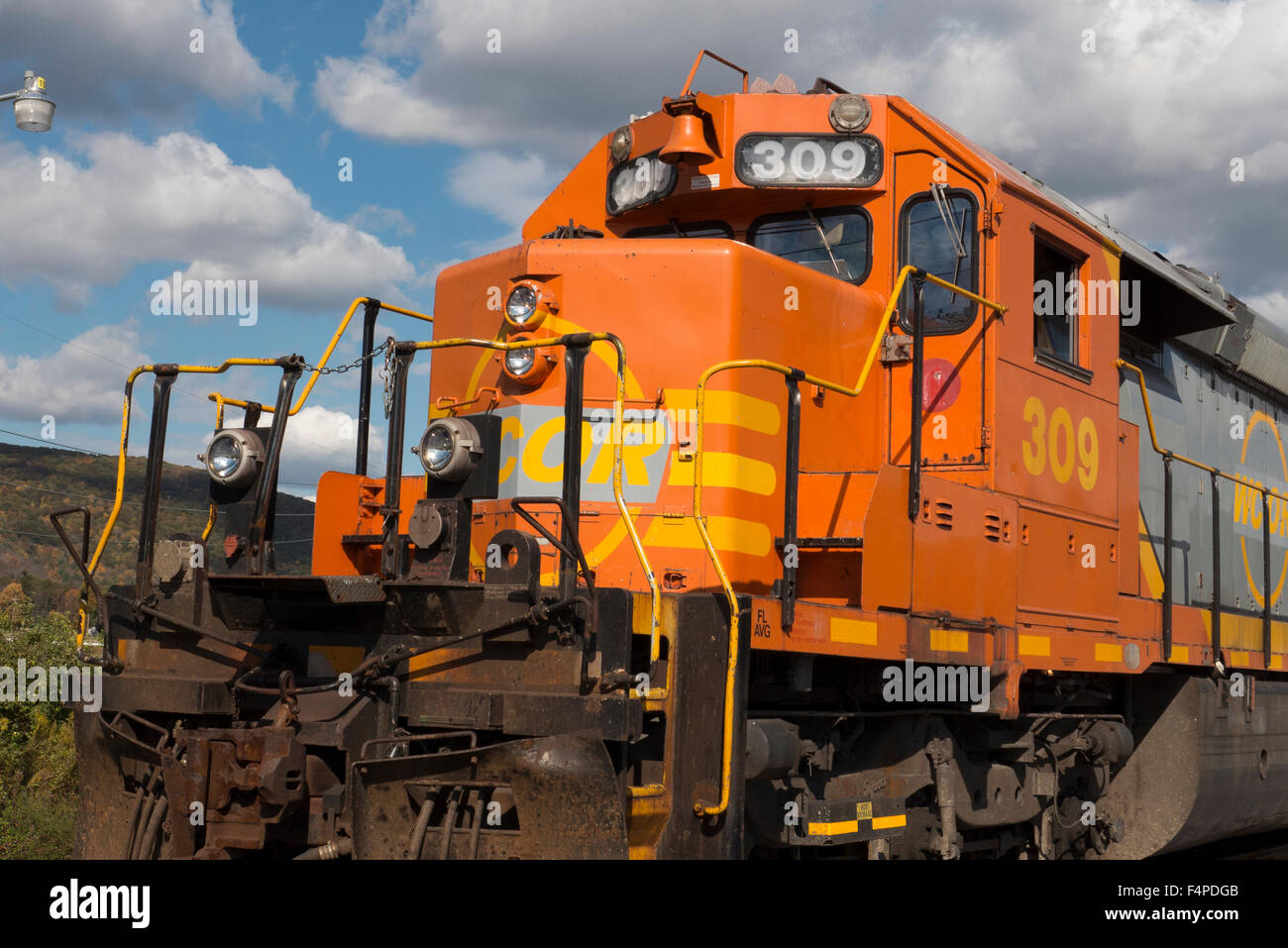 Diesel railroad engine, Tioga Central railroad Stock Photo - Alamy