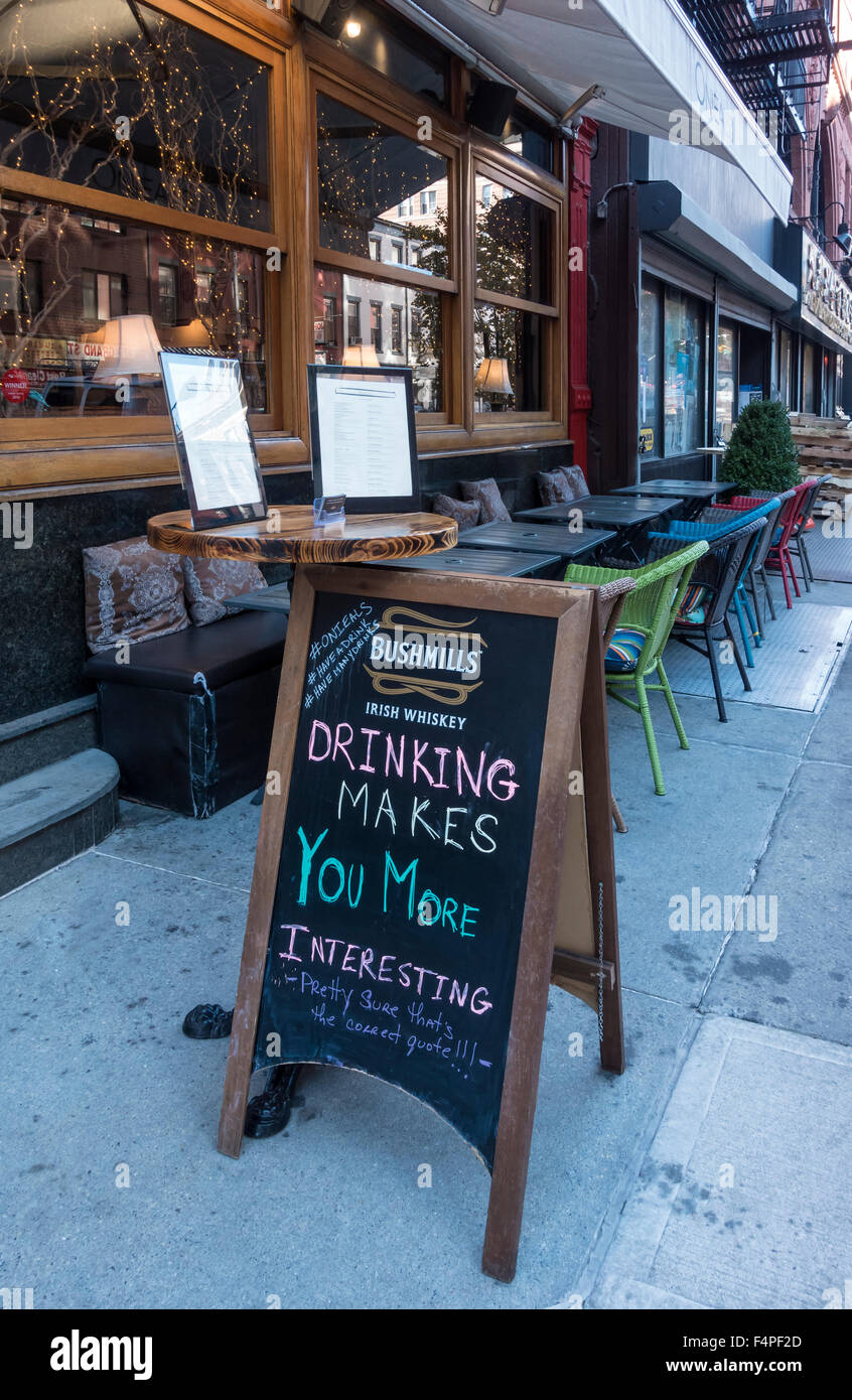 Sign outside a bar restaurant in Little Italy in New York City Stock ...