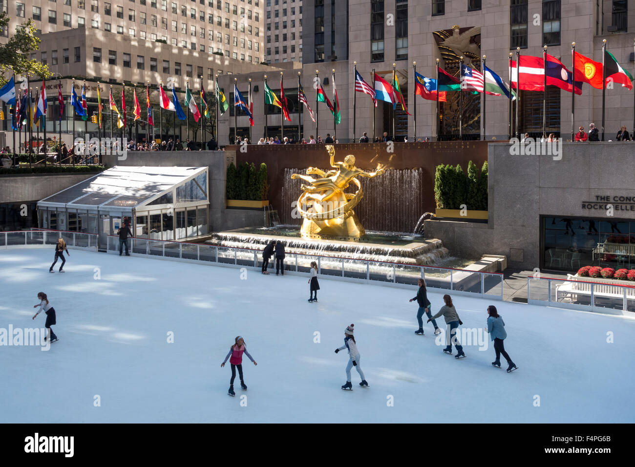 Rockefeller Center ice-skating rink in Midtown Manhattan in New York ...