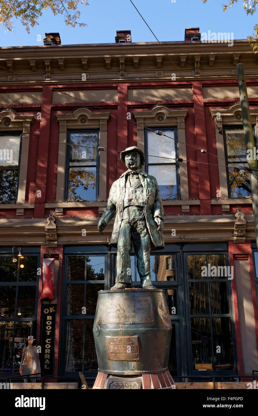 Captain John Gassy Jack Deighton statue in Maple Tree Square, Gastown ...
