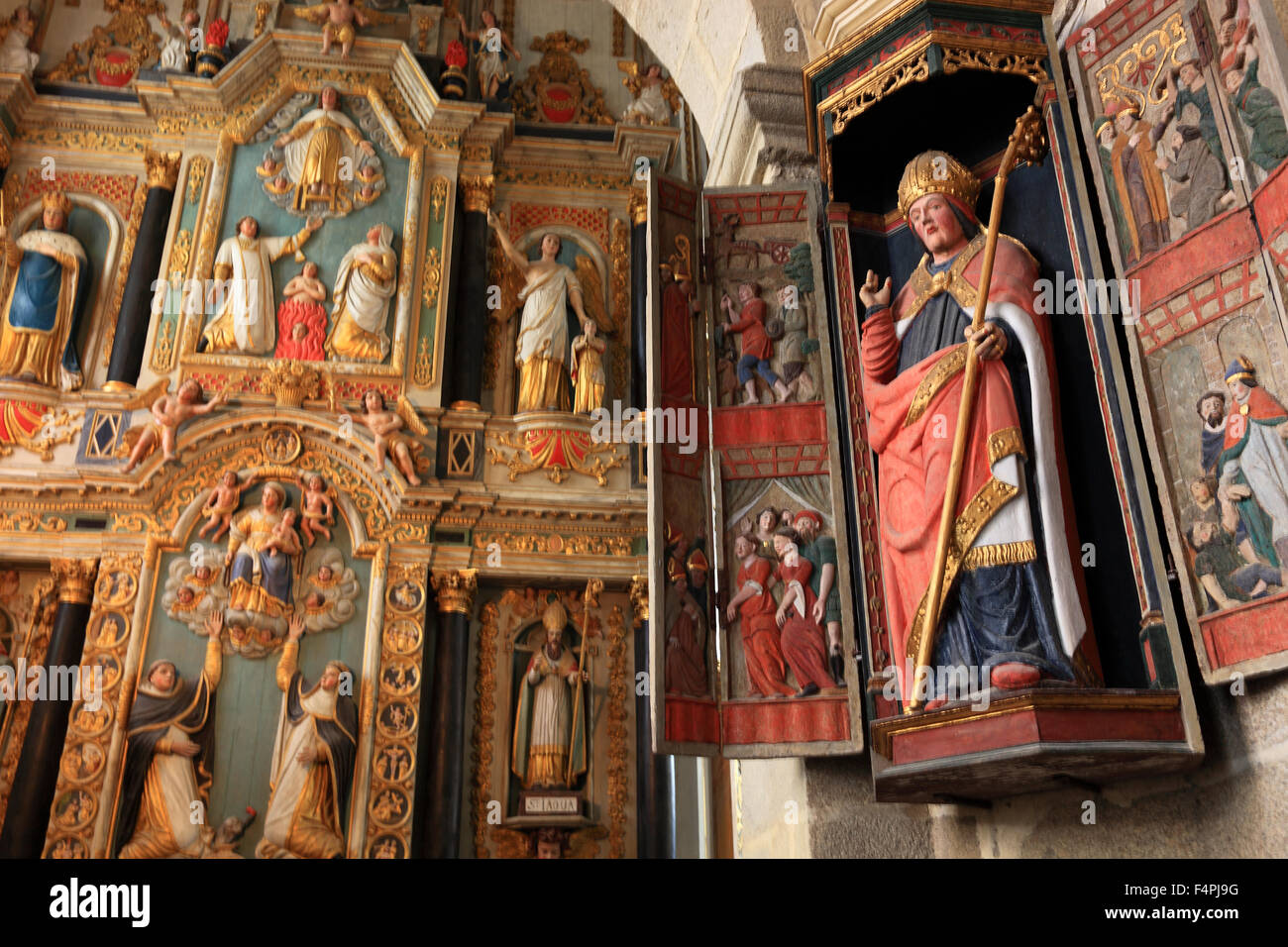 France, Brittany, Saint-Thegonnec, in the altar area of the church ...