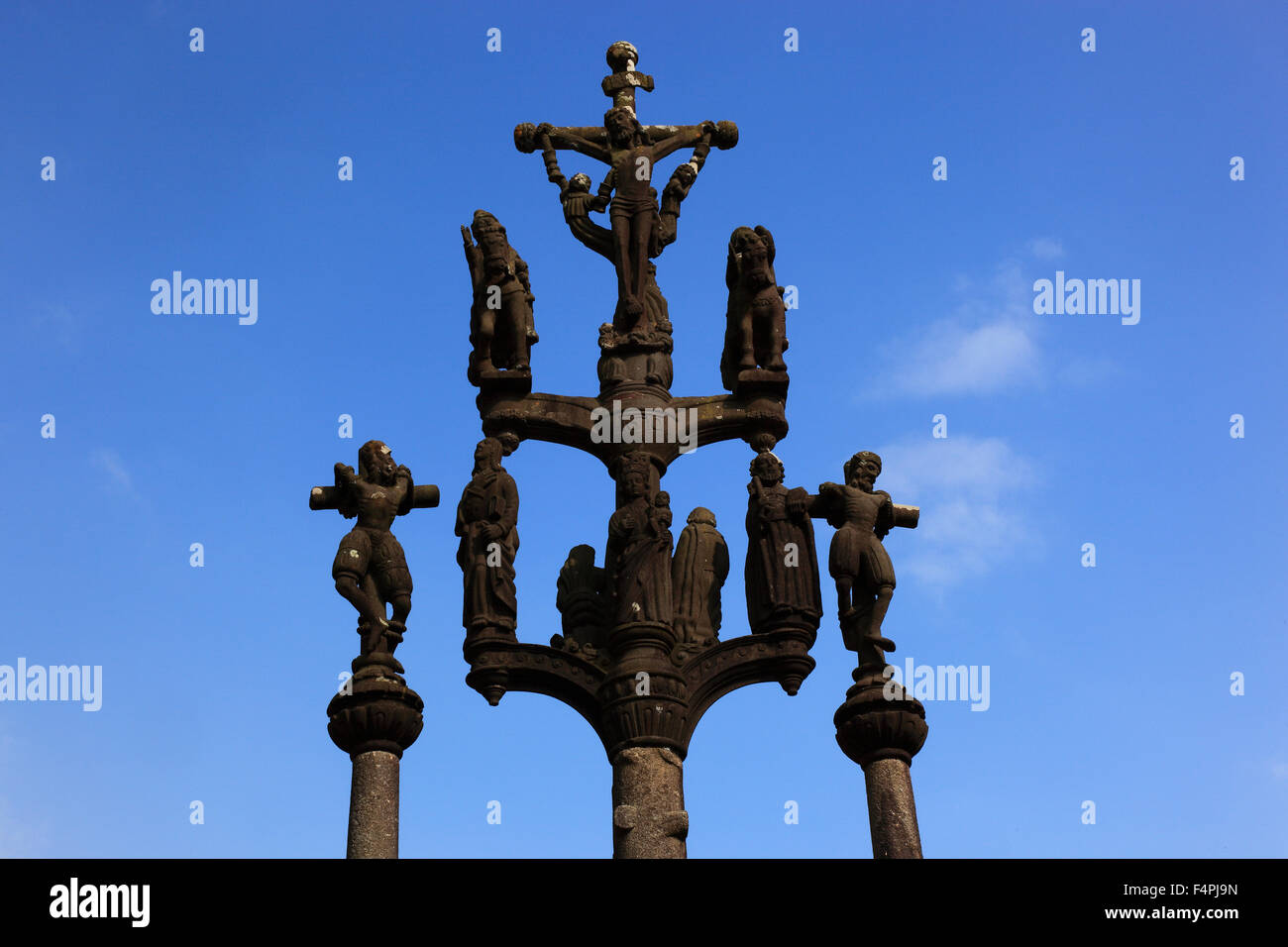 France, Brittany, Saint-Thegonnec, Calvaire in walled parish, calvary ...