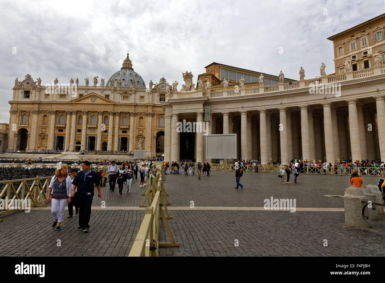 Front view of St Peter's Basillica from St Peters Square in Vatican ...