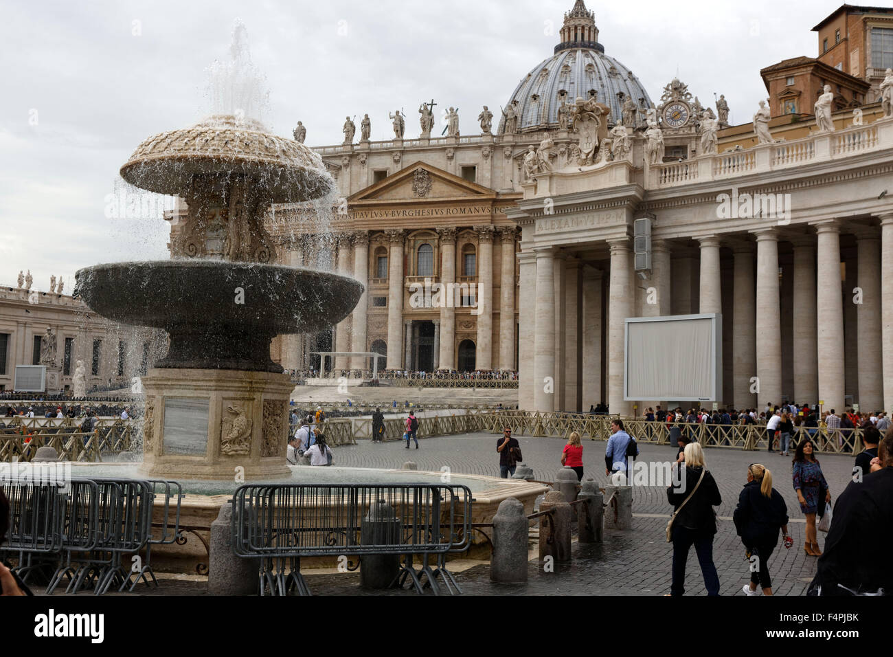 Front view of St Peter's Basillica from St Peters Square in Vatican ...
