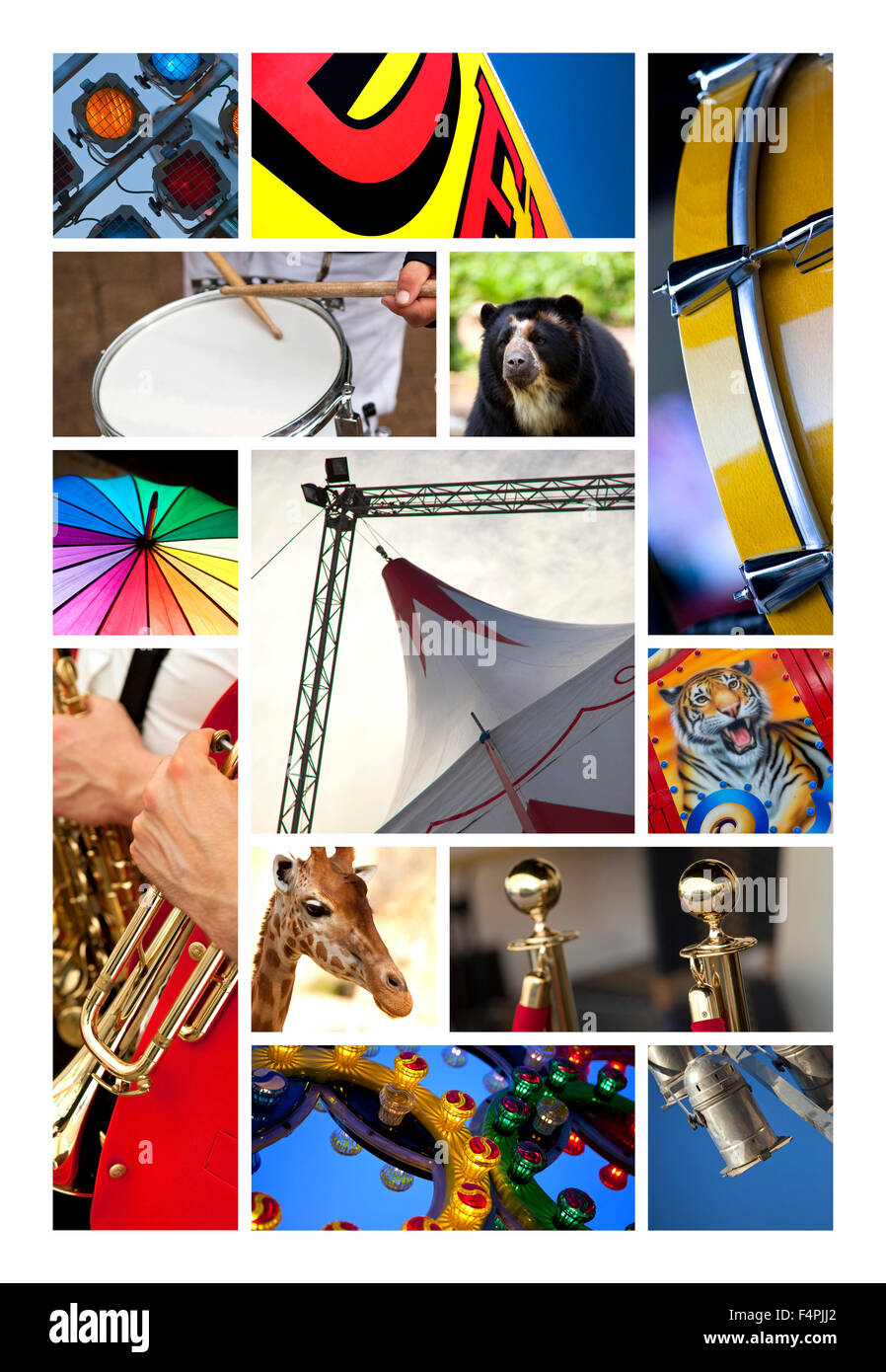 Various circus images and shows on a collage Stock Photo - Alamy