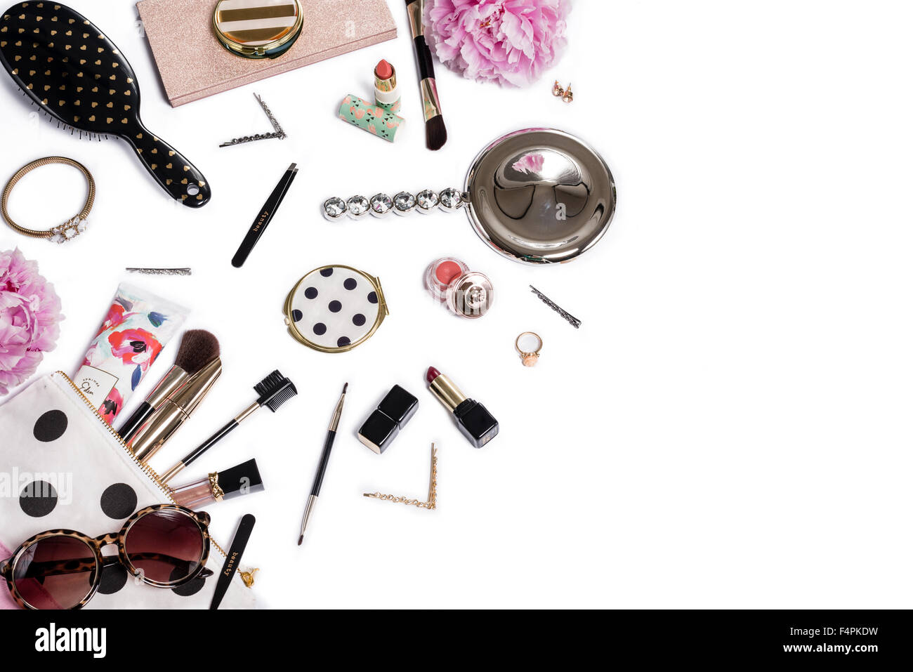 Modern Beauty Cosmetic Styled Cut out Desktop Mockup Polkadot, Pink ...