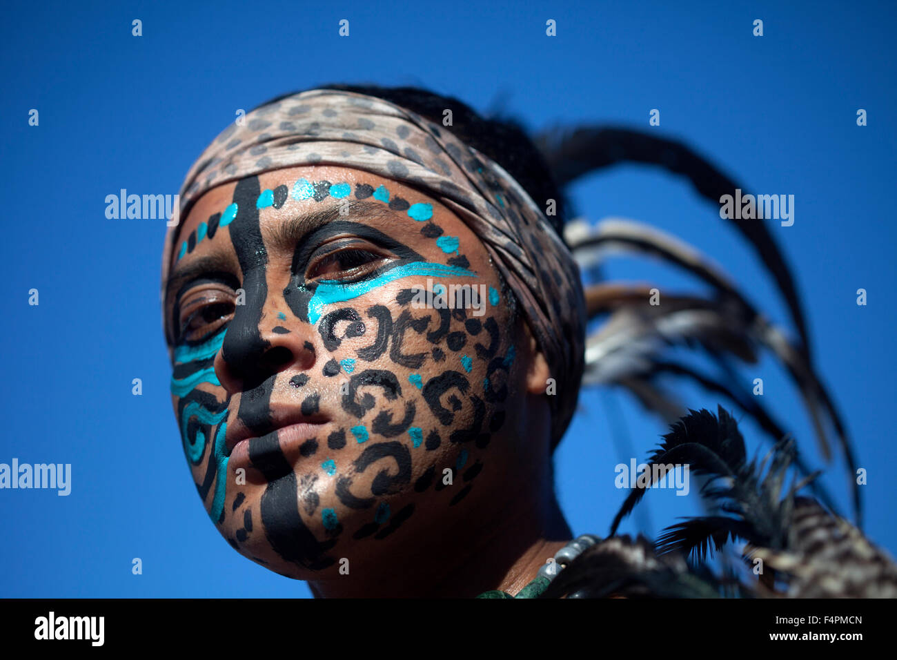 A Mayan Ball Player from the Chapab team from México at the first ¨Pok ...