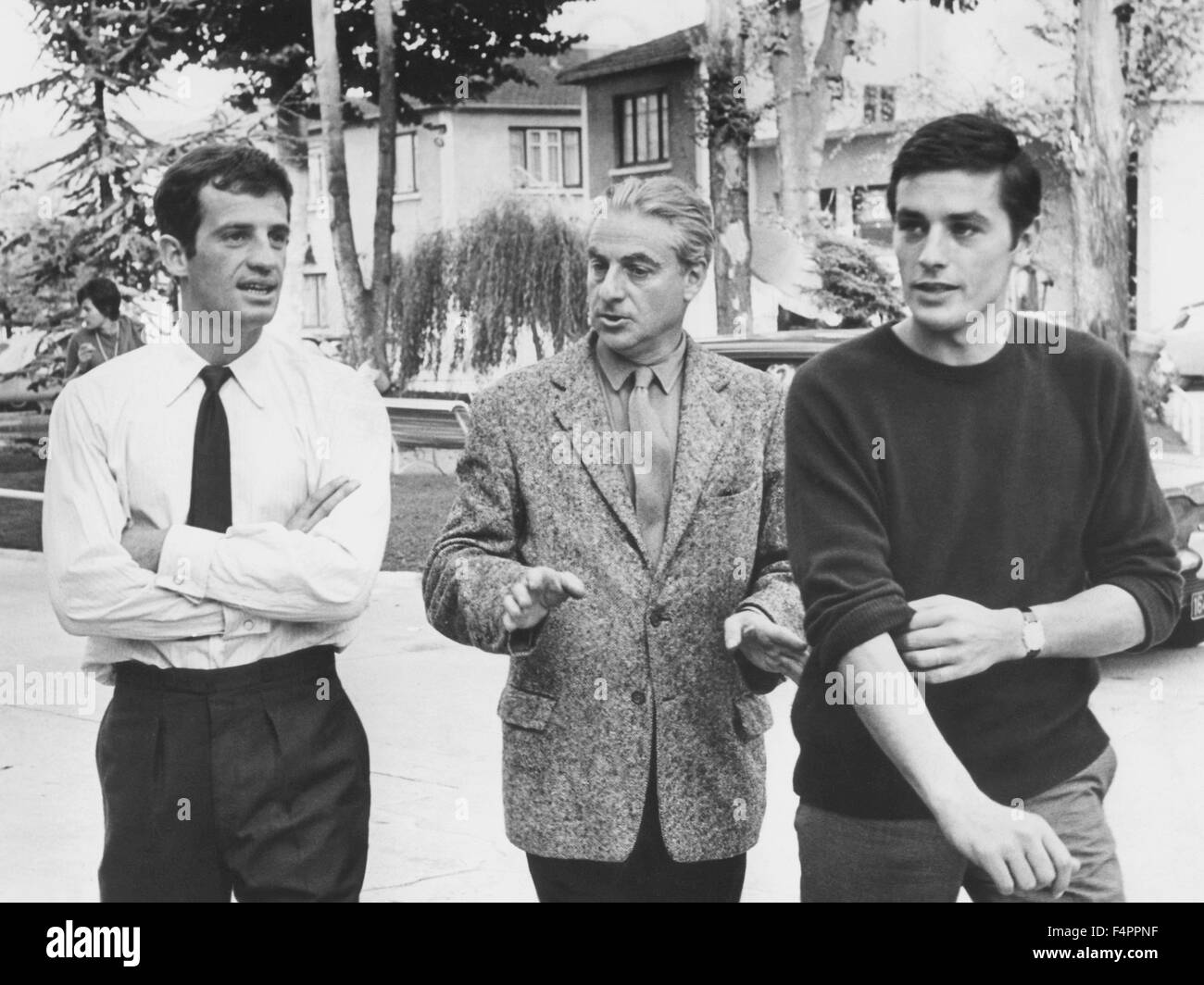 On the set, Rene Clement (director) with Jean-Paul Belmondo and Alain ...