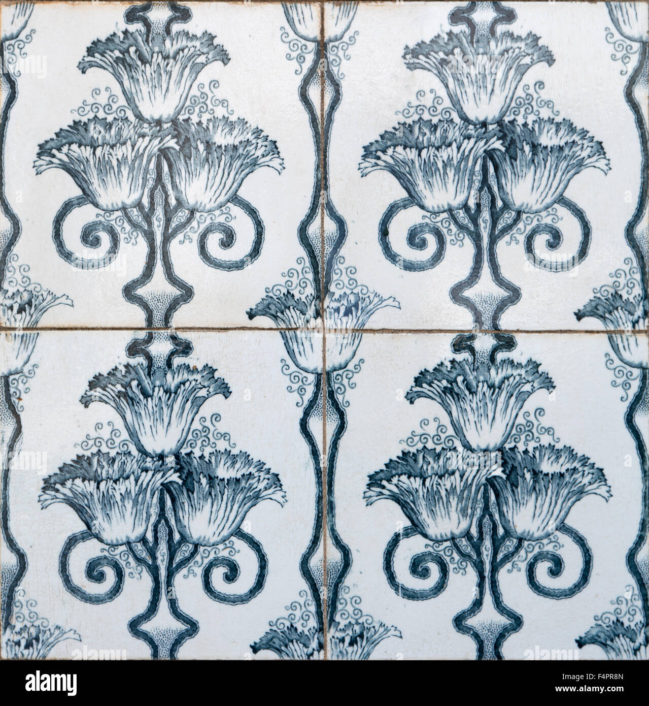 Closeup detail of old Portuguese glazed tiles Stock Photo - Alamy