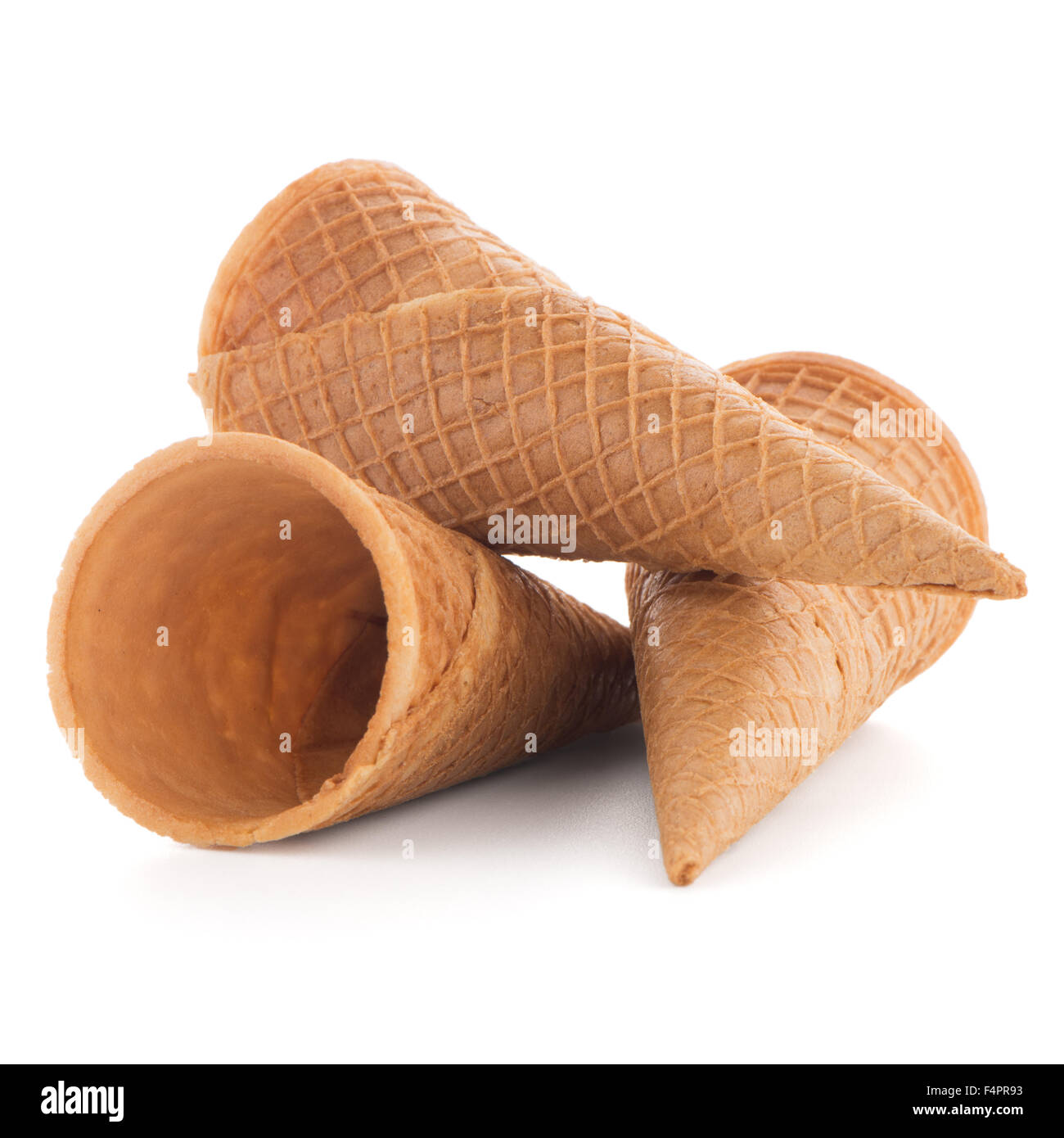 Wafer cones on white background Stock Photo - Alamy