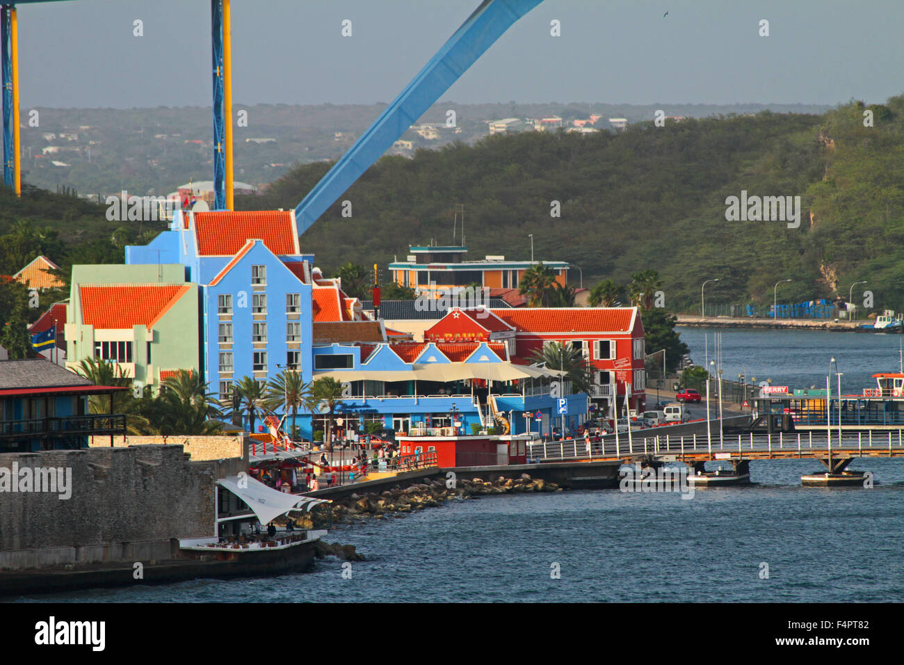 Colorful waterfront buildings of the dutch Island of Curaçao in the ...
