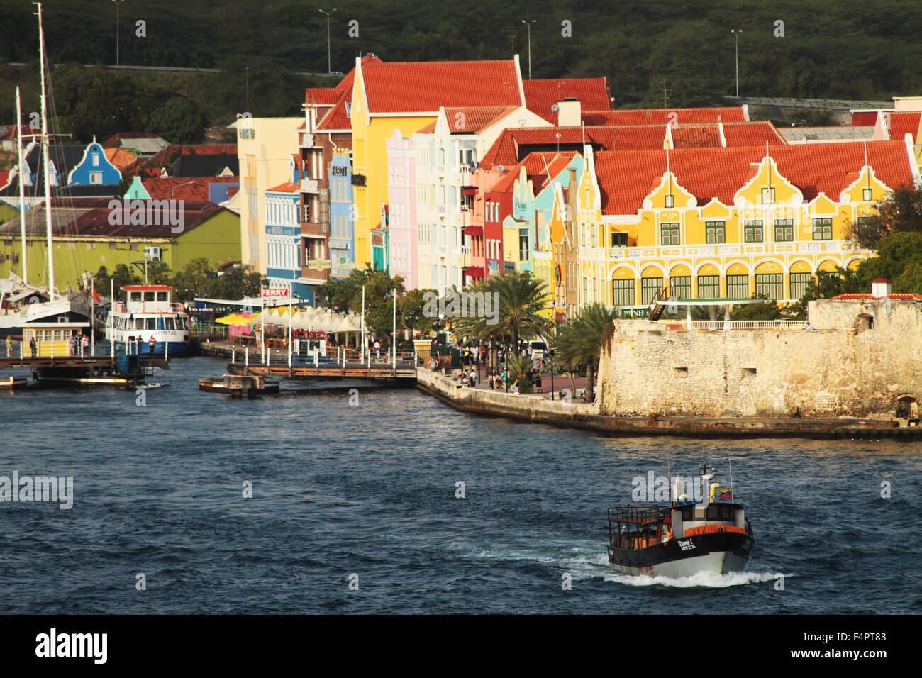 Colorful waterfront buildings of the dutch Island of Curaçao in the ...
