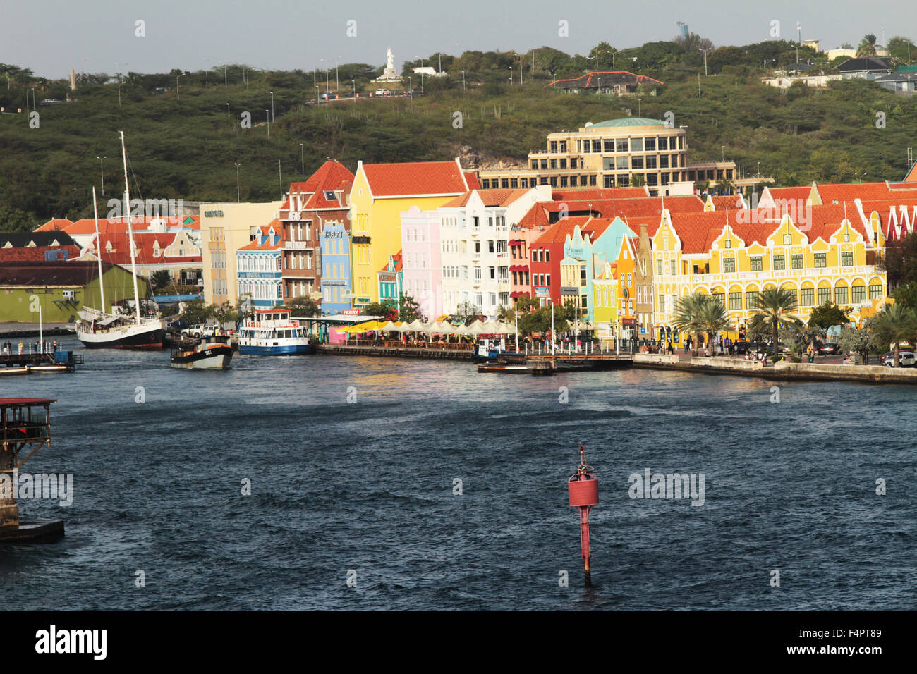Colorful waterfront buildings of the dutch Island of Curaçao in the ...