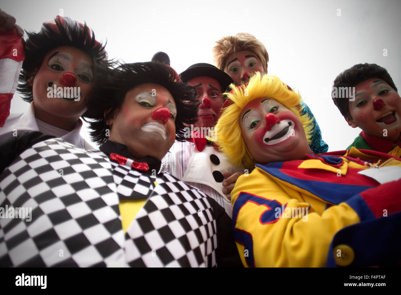 Mexico City, Mexico. 21st Oct, 2015. Clowns pose for a group photo in ...
