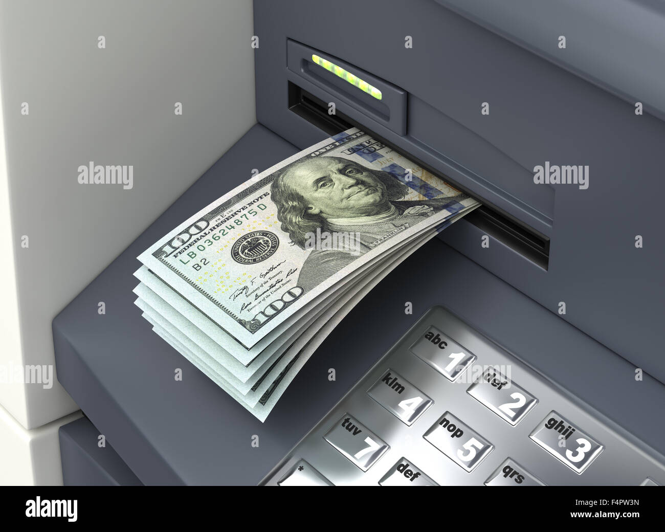 Dollars from ATM Stock Photo - Alamy