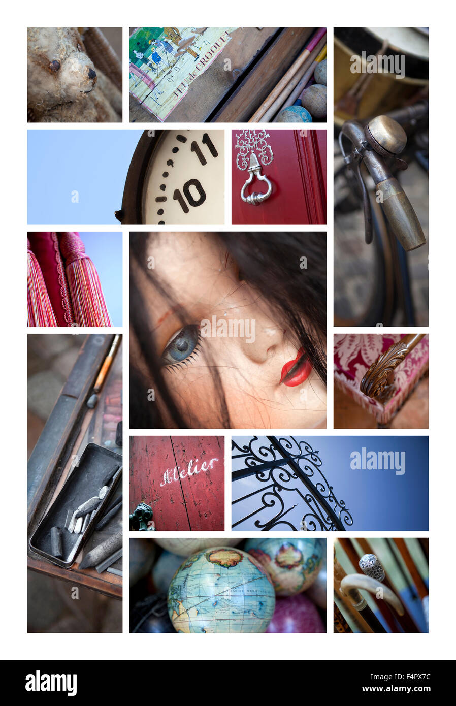 Old and weathered objects on a collage Stock Photo - Alamy