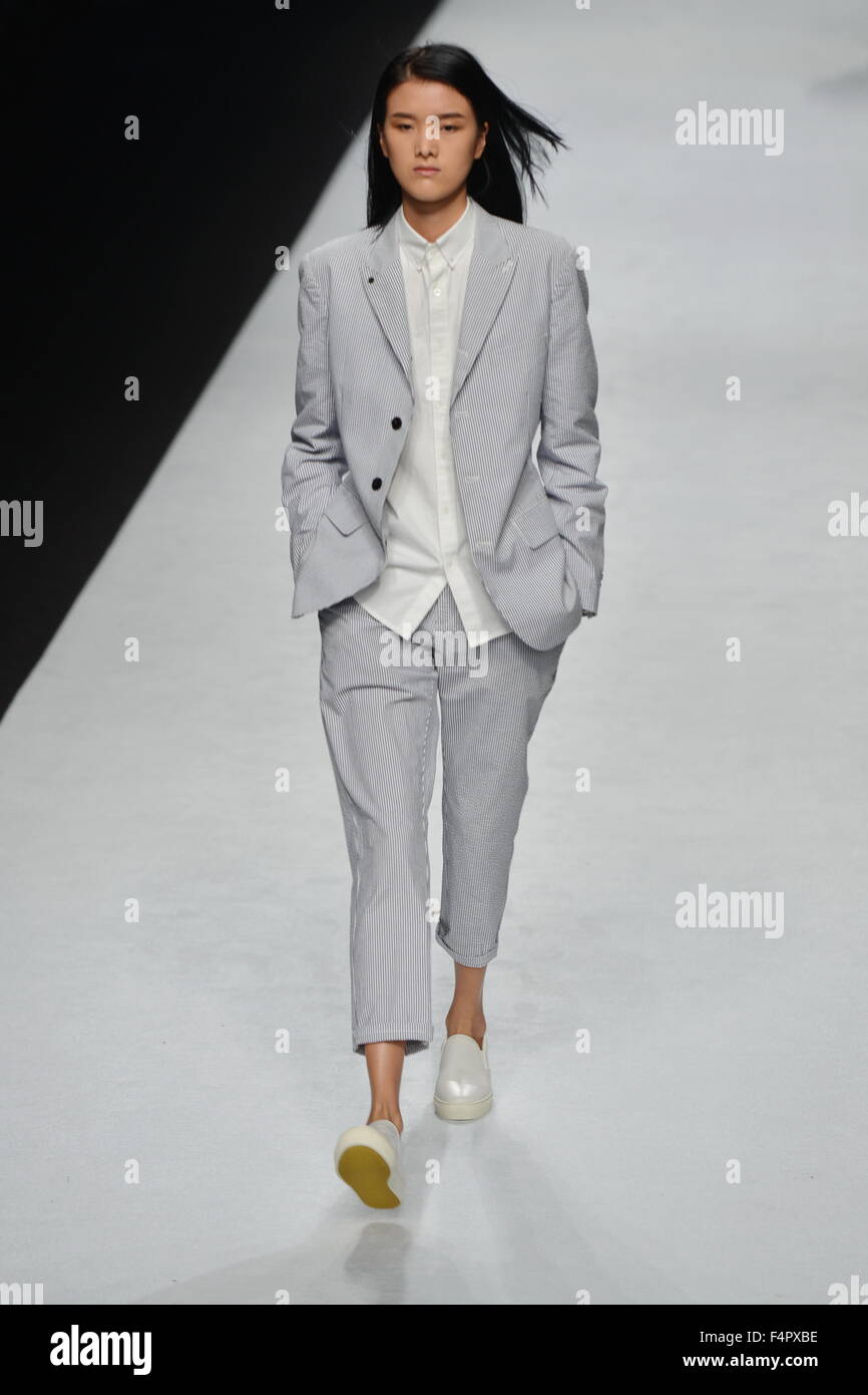 Shanghai. 21st Oct, 2015. A model presents a creation during the ...