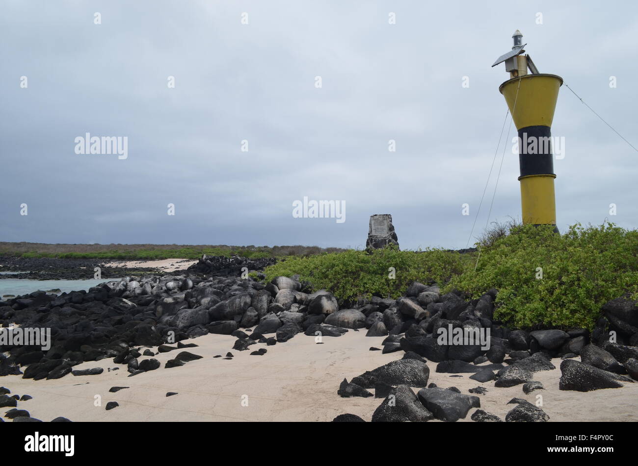 Lighthouse at Suarez Point, on Isla Espanola in the Galapagos Islands ...
