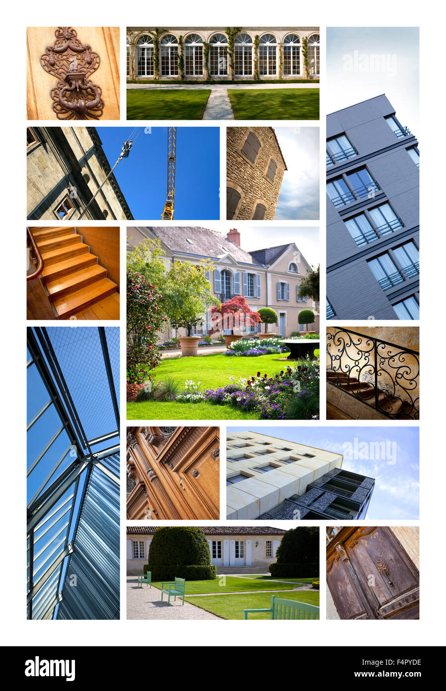 Various French houses and gardens on a collage Stock Photo - Alamy