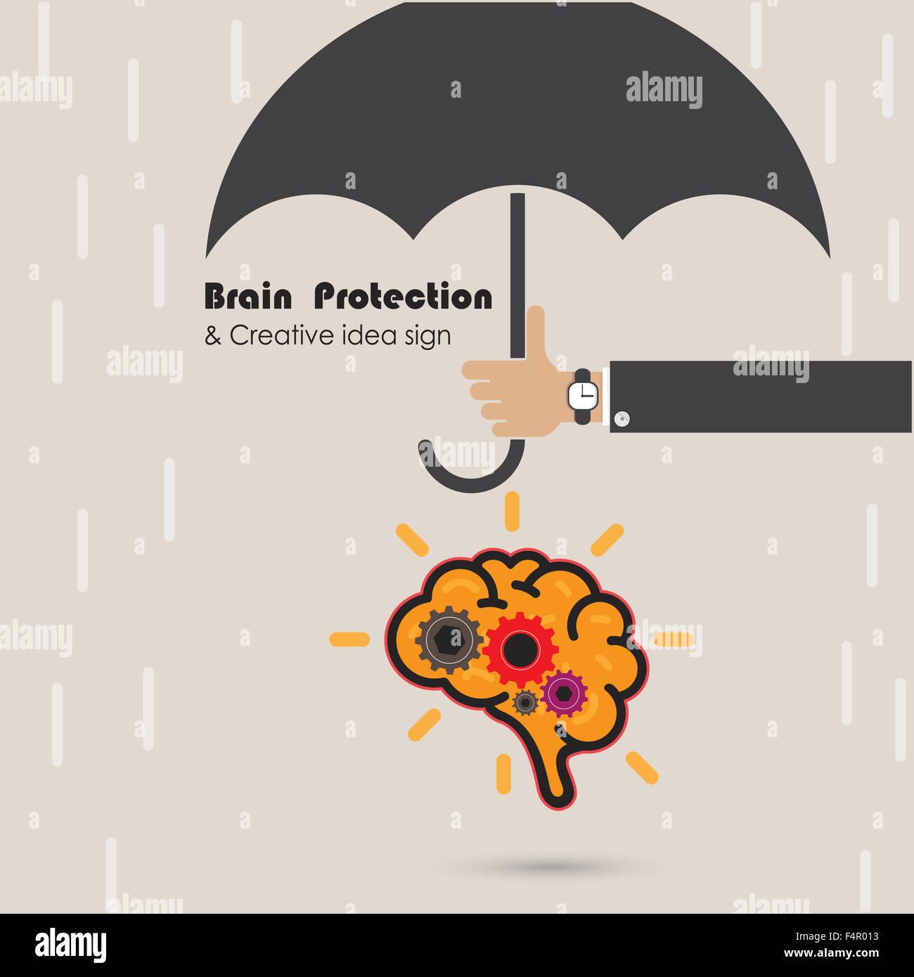 Creative brain protection abstract logo design template. Generate idea ...