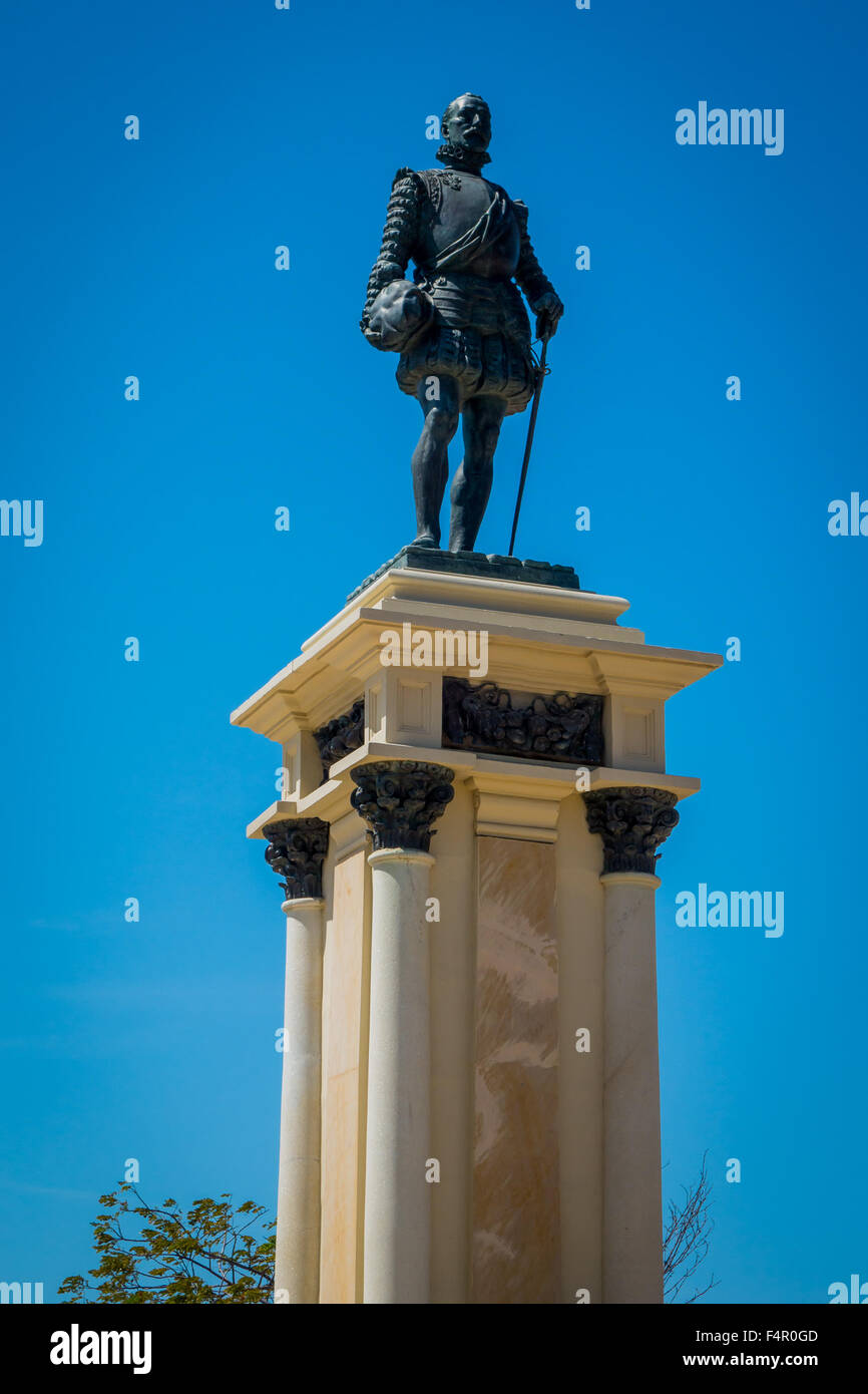 Statue of city founder Rodrigo de Bastidas in Santa Marta, Colombia ...
