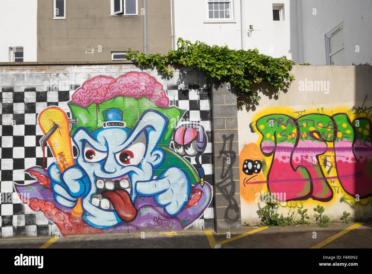 Graffiti in the North Laines district of Brighton in southern England ...