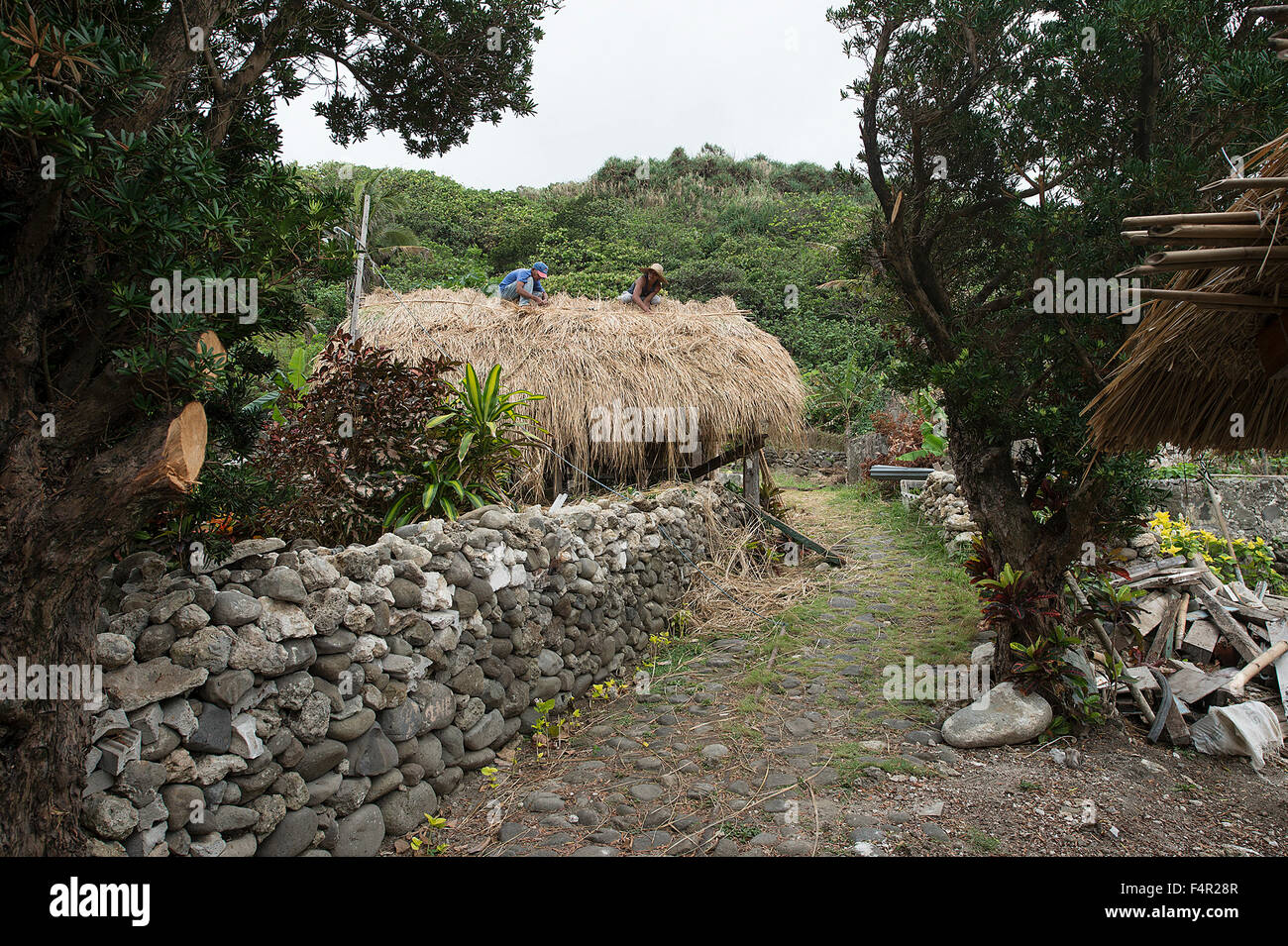Batanes, Philippines, March 28,2015: A colonial style an Ivatan ethnic ...