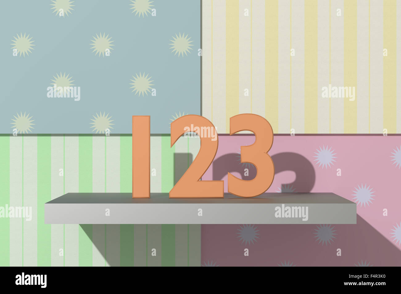 3d rendering of a 123 numbers on a colored background Stock Photo - Alamy